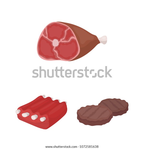Different Meat Cartoon Icons Set Collection Stock Vector (Royalty Free ...