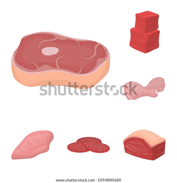 Different Meat Cartoon Icons Set Collection Stock Vector (Royalty Free ...