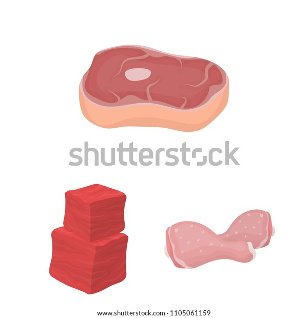Different Meat Cartoon Icons Set Collection Stock Vector (Royalty Free ...