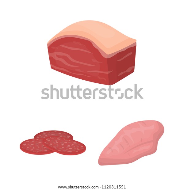 Different Meat Cartoon Icons Set Collection Stock Vector (Royalty Free ...