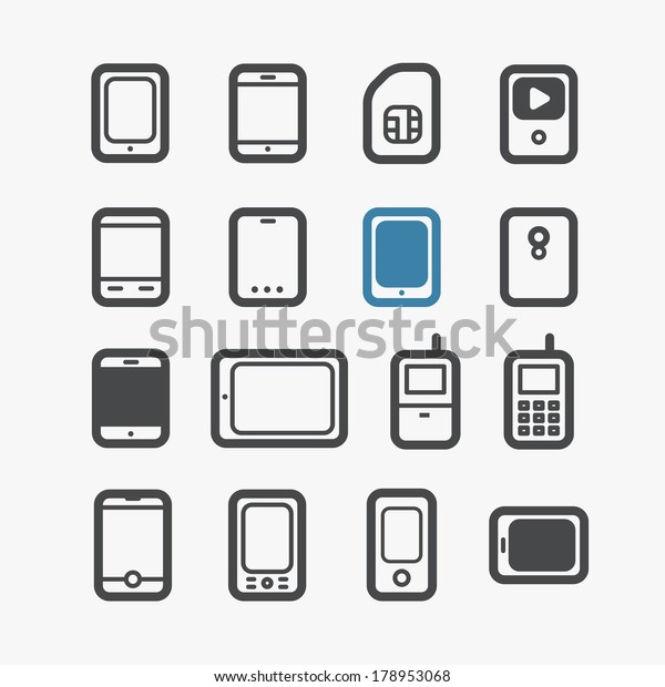 Different Mobile Phones Icons Set Rounded Stock Vector (Royalty Free ...