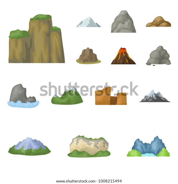 Different Mountains Cartoon Icons Set Collection Stock Vector (Royalty ...