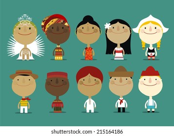 Different Nationalities Stock Vector (Royalty Free) 215164186 ...