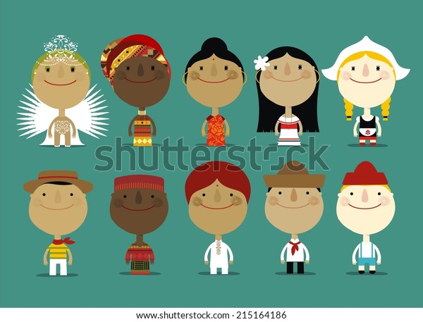 Different Nationalities Stock Vector (Royalty Free) 215164186 ...