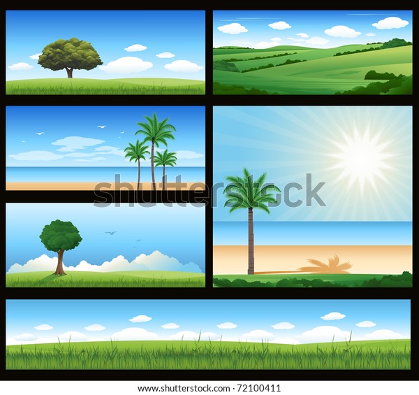 Different Nature Landscape Illustration Stock Vector (Royalty Free ...