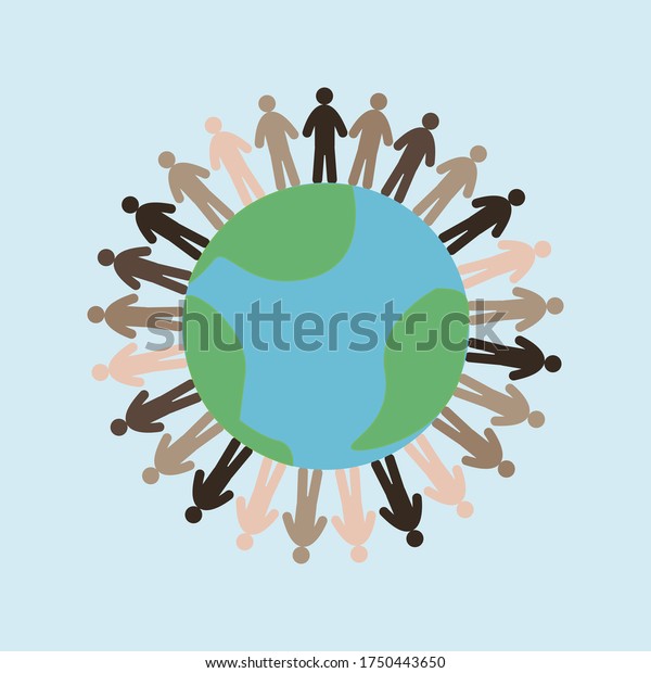 Different People Around Globe Stock Vector (Royalty Free) 1750443650 ...