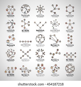 Different People Face Network Icons Set Stock Vector (Royalty Free ...