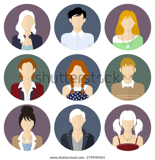 Different People Icons Set Flat Style Stock Vector (Royalty Free ...