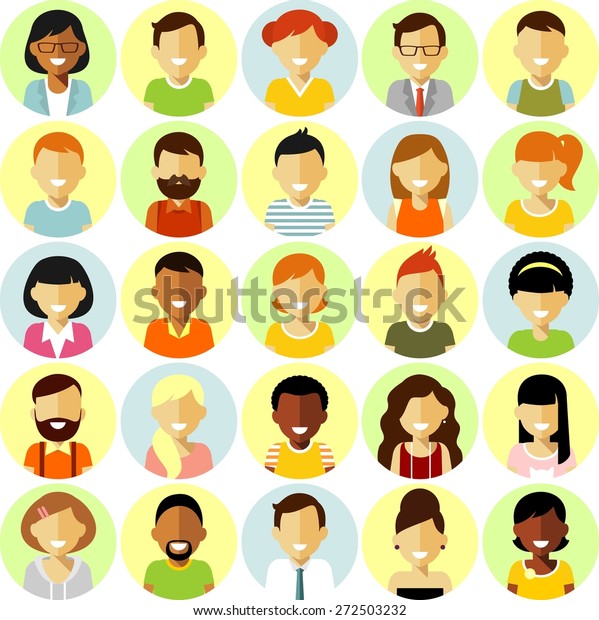 Different People Smiling Characters Avatars Set Stock Vector (Royalty ...