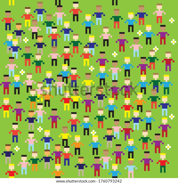 Unterschiedliche Pixel Art 8-Bit-Menschen Zeichen. Bildmenge Pixel ...
