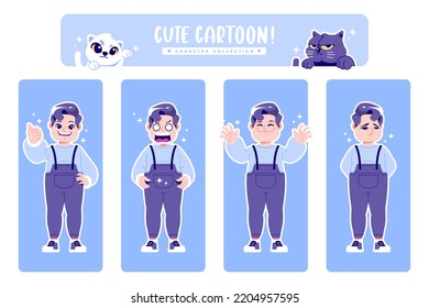 Different Pose Cute Cartoon Character Collection Stock Vector (Royalty ...