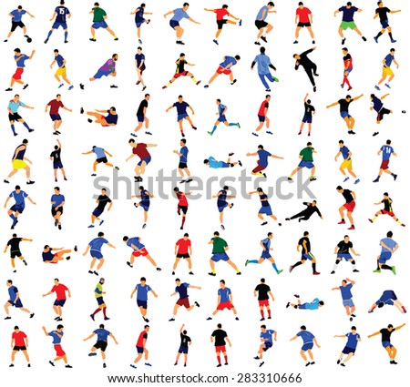 Different Poses Soccer Players Vector Isolated Stock Vector (Royalty ...