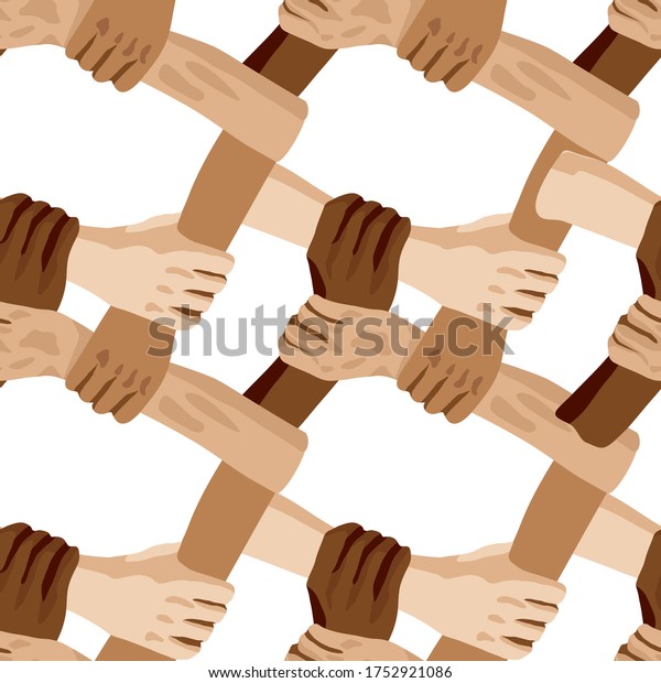 Different Races People Holding Hands Together Stock Vector (Royalty ...