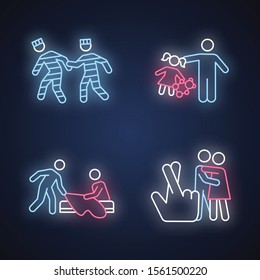 Different Rape Types Neon Light Icons Stock Vector (Royalty Free ...