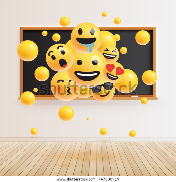 Different Realistic Smileys Front Blackboard Vector Stock Vector ...