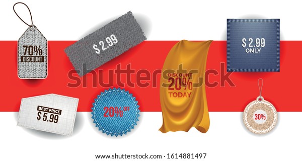 Different Realistic Textile Labels Set Collection Stock Vector (Royalty ...