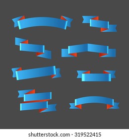 Different Retro Style Blue Ribbons Set Stock Vector (Royalty Free ...