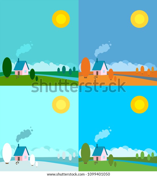 Different Season Set Background Images Summer Stock Vector (Royalty ...