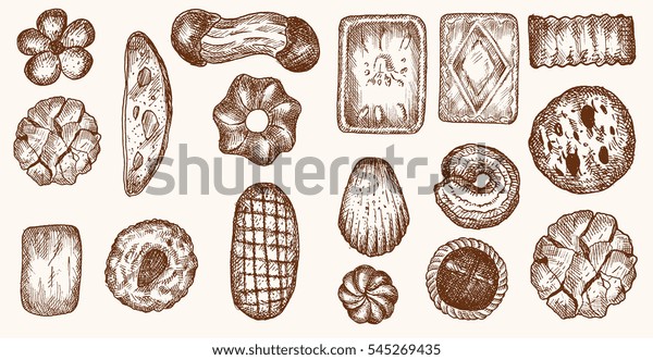 Different Shapes Kinds Cookies Bakery Goods Stock Vector (Royalty Free ...