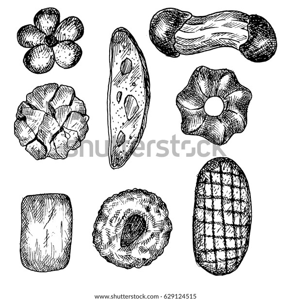 Different Shapes Kinds Cookies Bakery Goods Stock Vector (Royalty Free ...