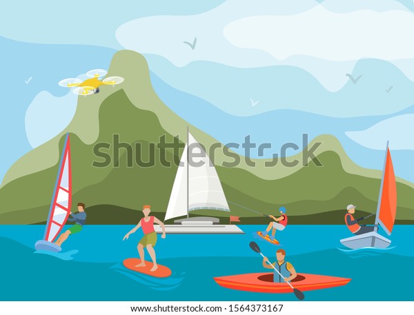Different Ships Vessels Water Activity Vector 스톡 벡터(로열티 프리) 1564373167 ...