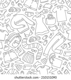 Different Shopping Items Clothes Seamless Pattern Stock Vector (Royalty ...