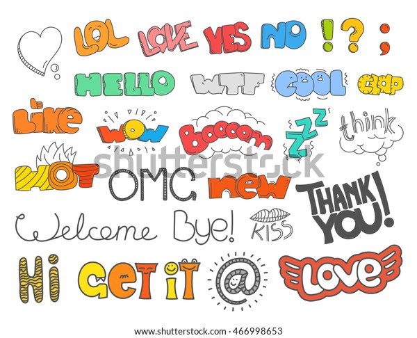 Different Sketch Style Words Collection Vector Stock Vector (Royalty ...
