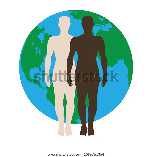 Different Skin Colors Human Figuresstanding Front Stock Vector (Royalty ...