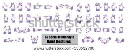 Different Social Media Style Hand Gestures Stock Vector (Royalty Free ...