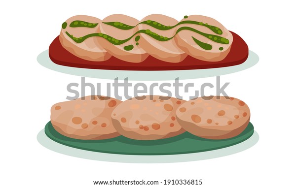 Different Starters Snacks Served On Plate Stock Vector (Royalty Free ...
