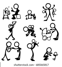 Silhouettes Stick Figure Character Different Jobs Stock Vector (Royalty ...