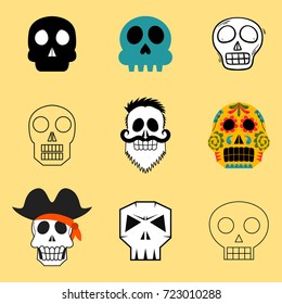 Different Style Skulls Faces Vector Illustration Stock Vector (Royalty ...