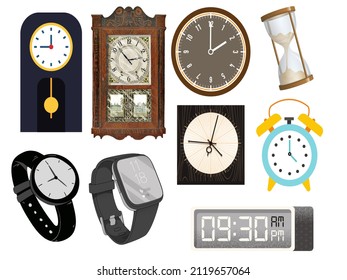 Different Styles Generations Watches Clocks Stock Vector (Royalty Free ...