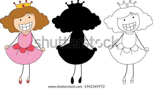 Different Styles Girl Simple Characters Illustration: เวกเตอร์สต็อก ...