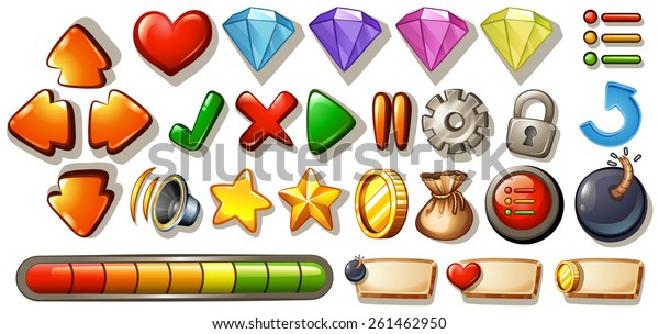 Different Symbols Icons Game Elements Stock Vector (Royalty Free ...