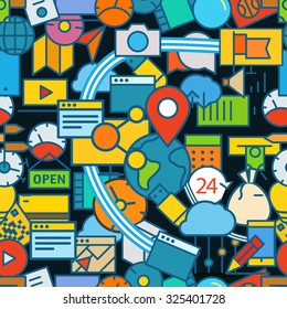 Different Technology Color Icons Seamless Pattern Stock Vector (Royalty ...