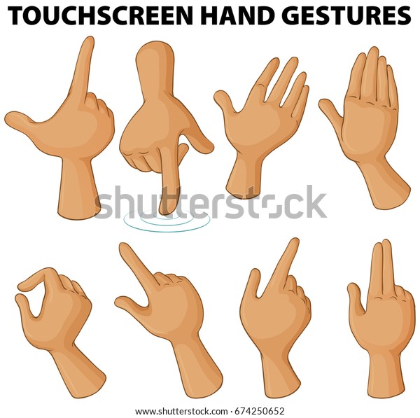 Different Touchscreen Hand Gestures Illustration Stock Vector (Royalty ...