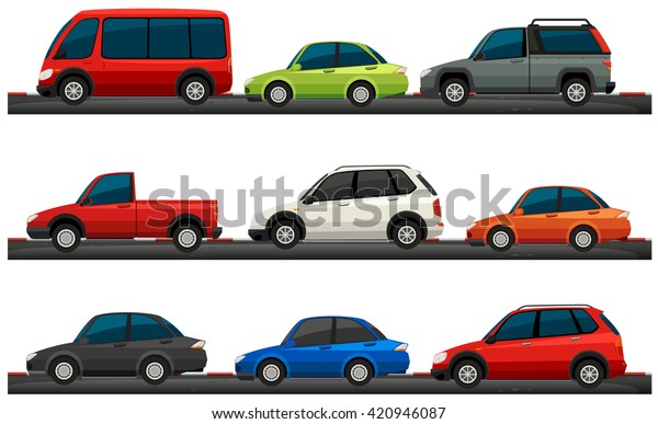 Different Type Cars Illustration Stock Vector (Royalty Free) 420946087 ...