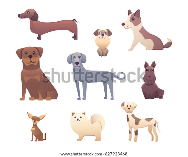 Different Type Cartoon Dogs Happy Dog Stock Vector (Royalty Free ...