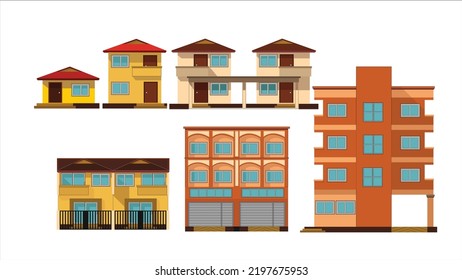 Different Types Buildings Living Stock Vector (Royalty Free) 2197675953 ...