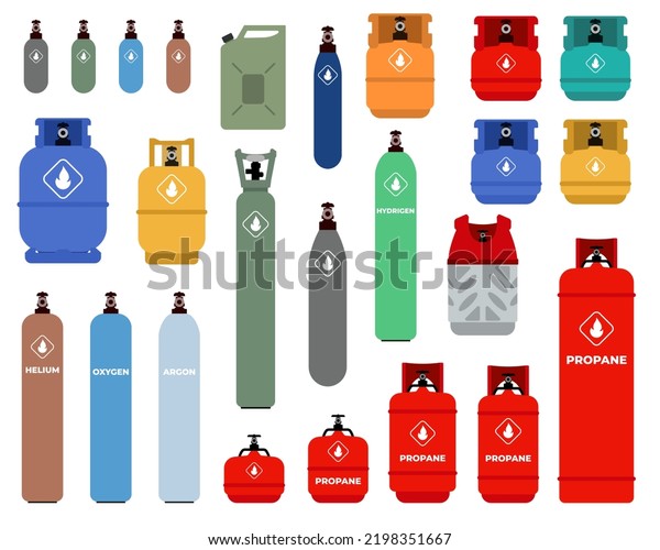 Different Types Colorful Gas Cylinders Set Stock Vector (Royalty Free ...