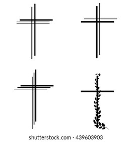 Different Types Crucifix On White Background Stock Vector (Royalty Free ...