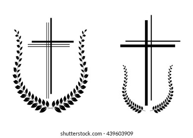 Different Types Crucifix On White Background Stock Vector (Royalty Free ...