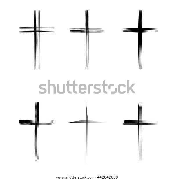 Different Types Crucifix On White Background Stock Vector (Royalty Free ...
