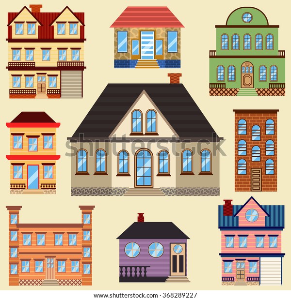 Different Types Houses Buildings Map Other Stock Vector (Royalty Free ...