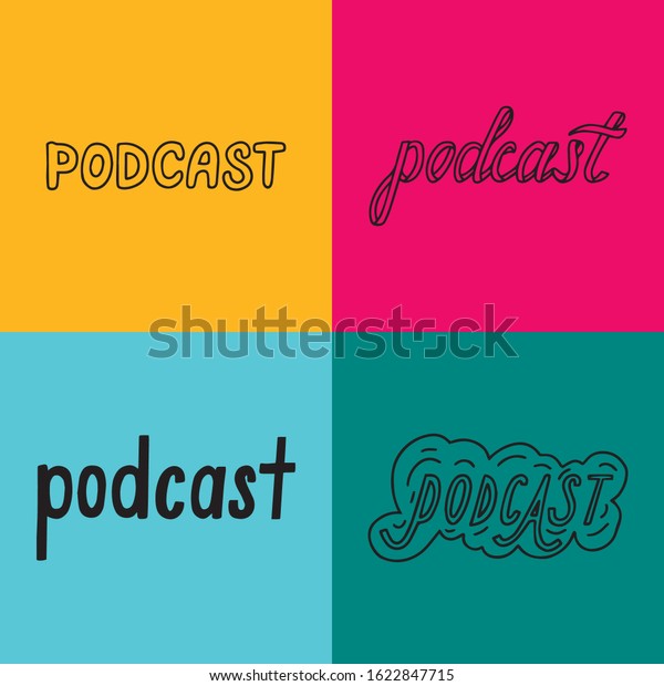 Different Types Lettering Podcast Broadcasting Stock Vector (Royalty ...