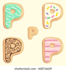 Different Types P Letter Shape Cookie Stock Vector (Royalty Free ...