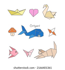 Different Types Paper Origami Stock Vector (Royalty Free) 2166401361 ...