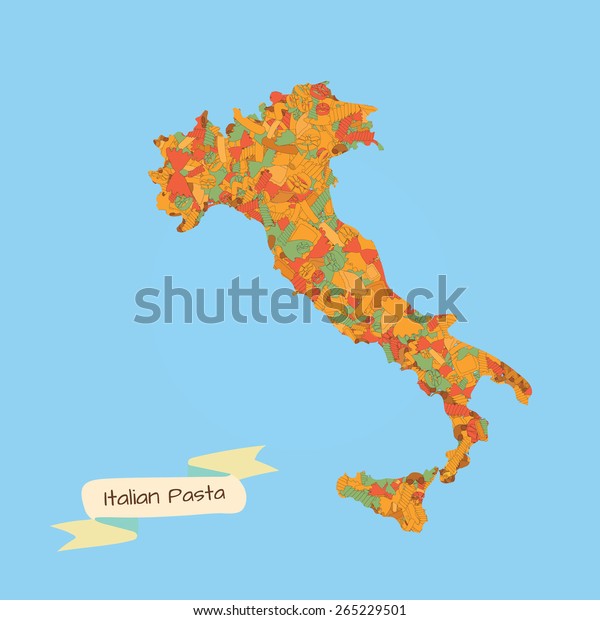 Different Types Pasta Form Peninsula Italy 库存矢量图（免版税）265229501 ...