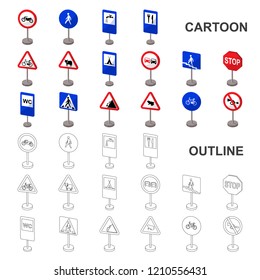 Different Types Road Signs Cartoon Icons Stock Illustration 1364530877
